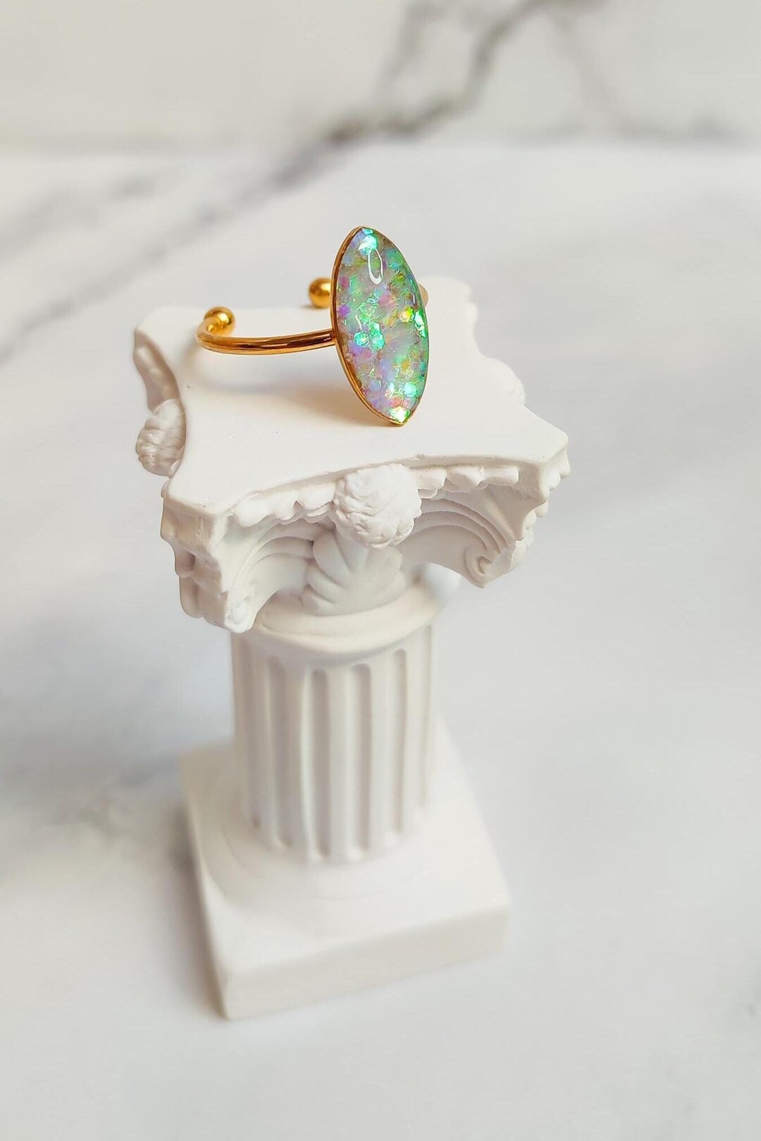 Delicate Statement Almond Shape Ring, Handmade, Stainless Steel ...