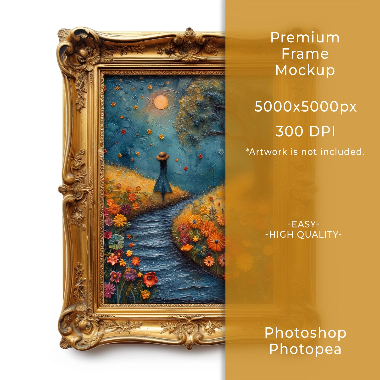 Retro Wooden Verticle Frame Photoshop Mockup Template for Wall Art, DIN ...