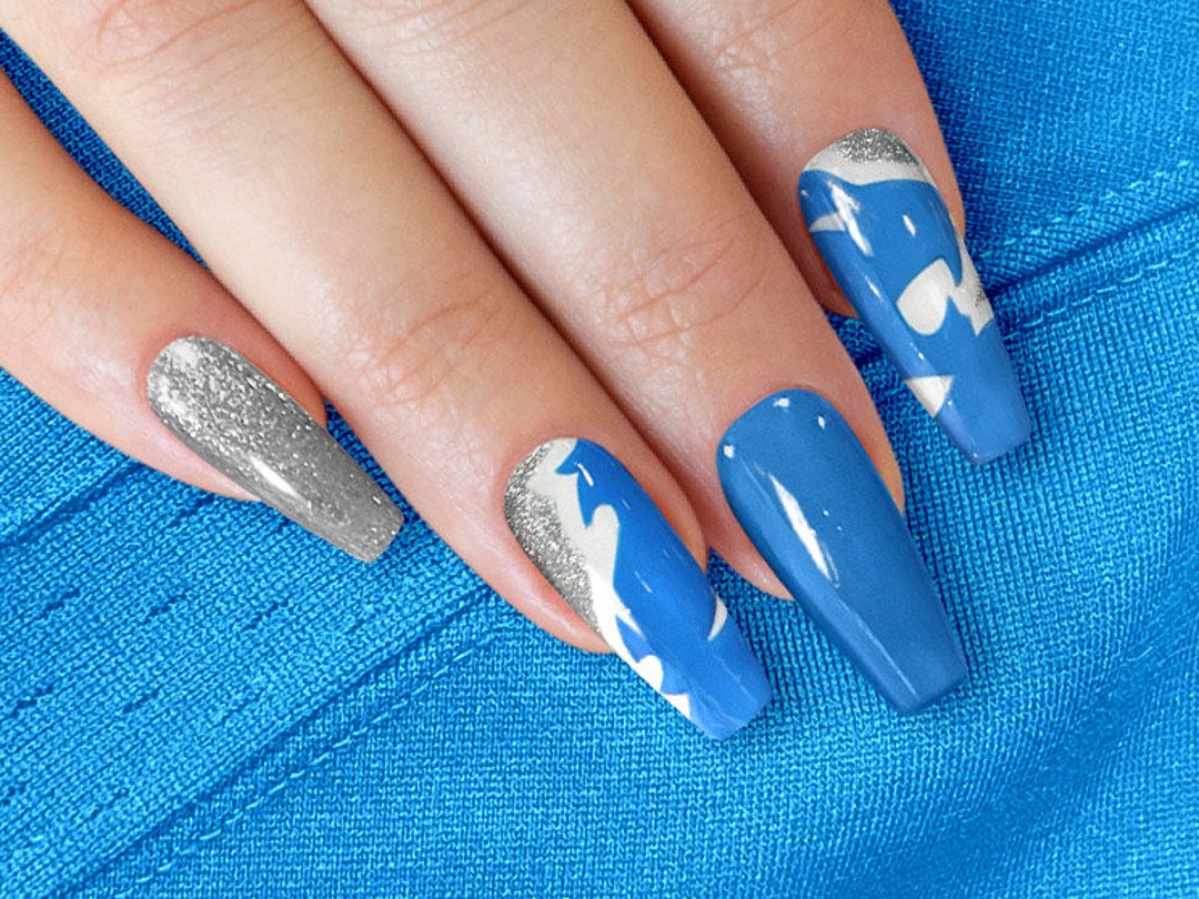 Football Nails Detroit Lions Cool Custom Made Press-on Nails, Football ...