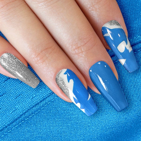 Detroit Lions Nails - Etsy