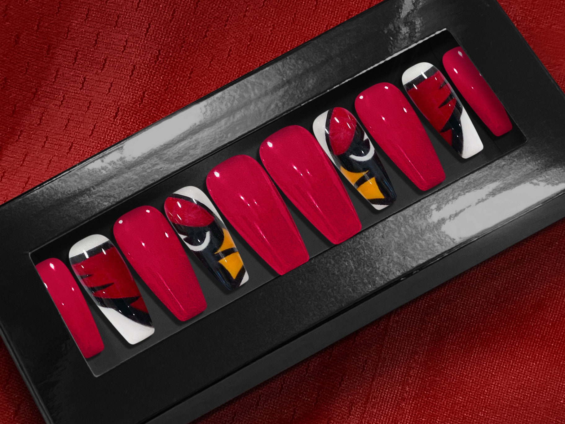 Football Nails Arizona Cardinals Cool Custom Made Press-on Nails ...