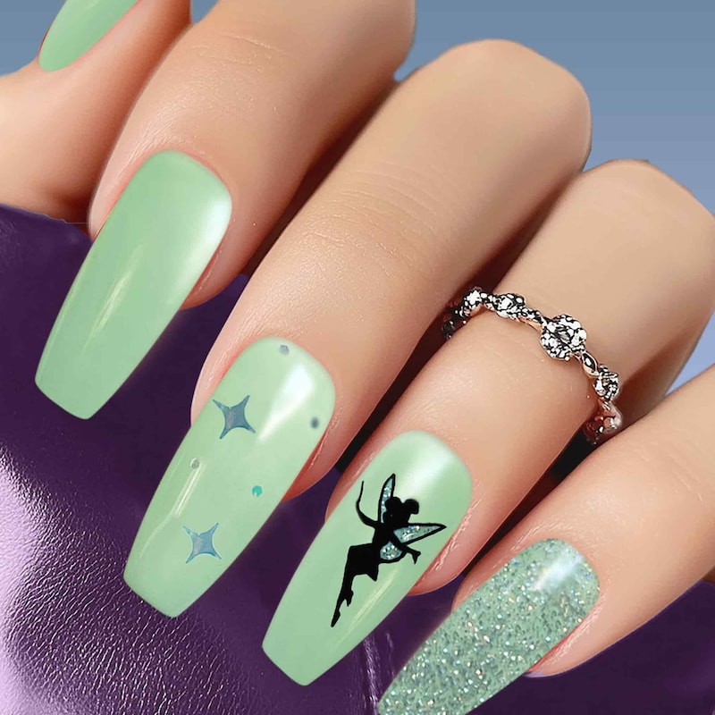 Tinkerbell Nails - Etsy