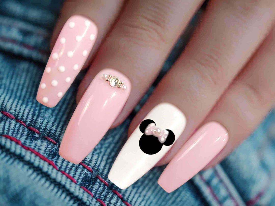 Enchanting Pink Minnie Mouse Press-on Nails Anime-cartoon-kawaii Nails ...