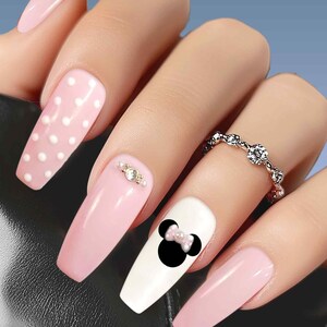 Enchanting Pink Minnie Mouse Press-on Nails Anime-cartoon-kawaii Nails ...