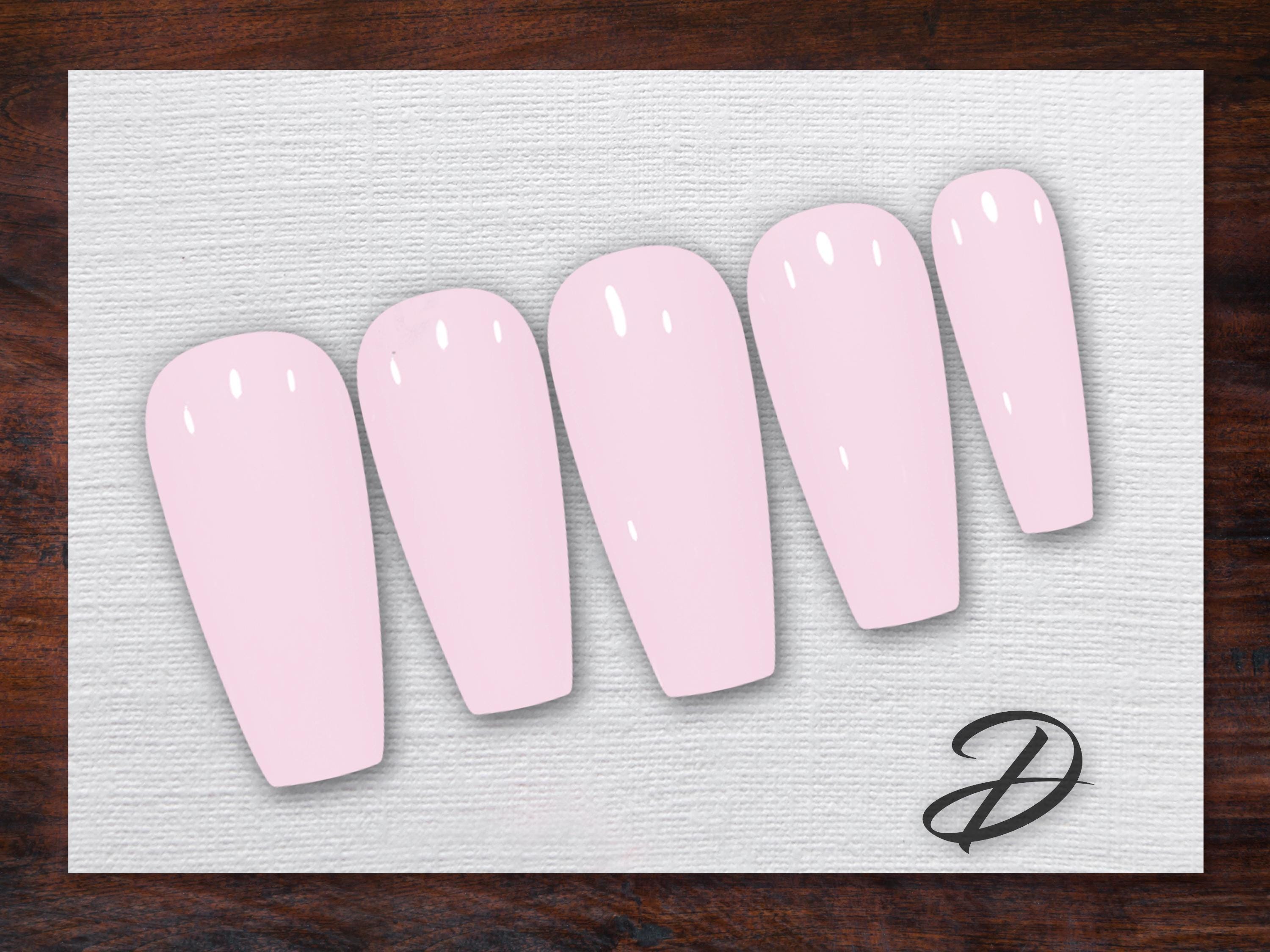 Soft Pale Pink Press on Nails, With Whispers of Elegance - Handcrafted ...
