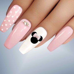 Enchanting Pink Minnie Mouse Press-on Nails Anime-cartoon-kawaii Nails ...