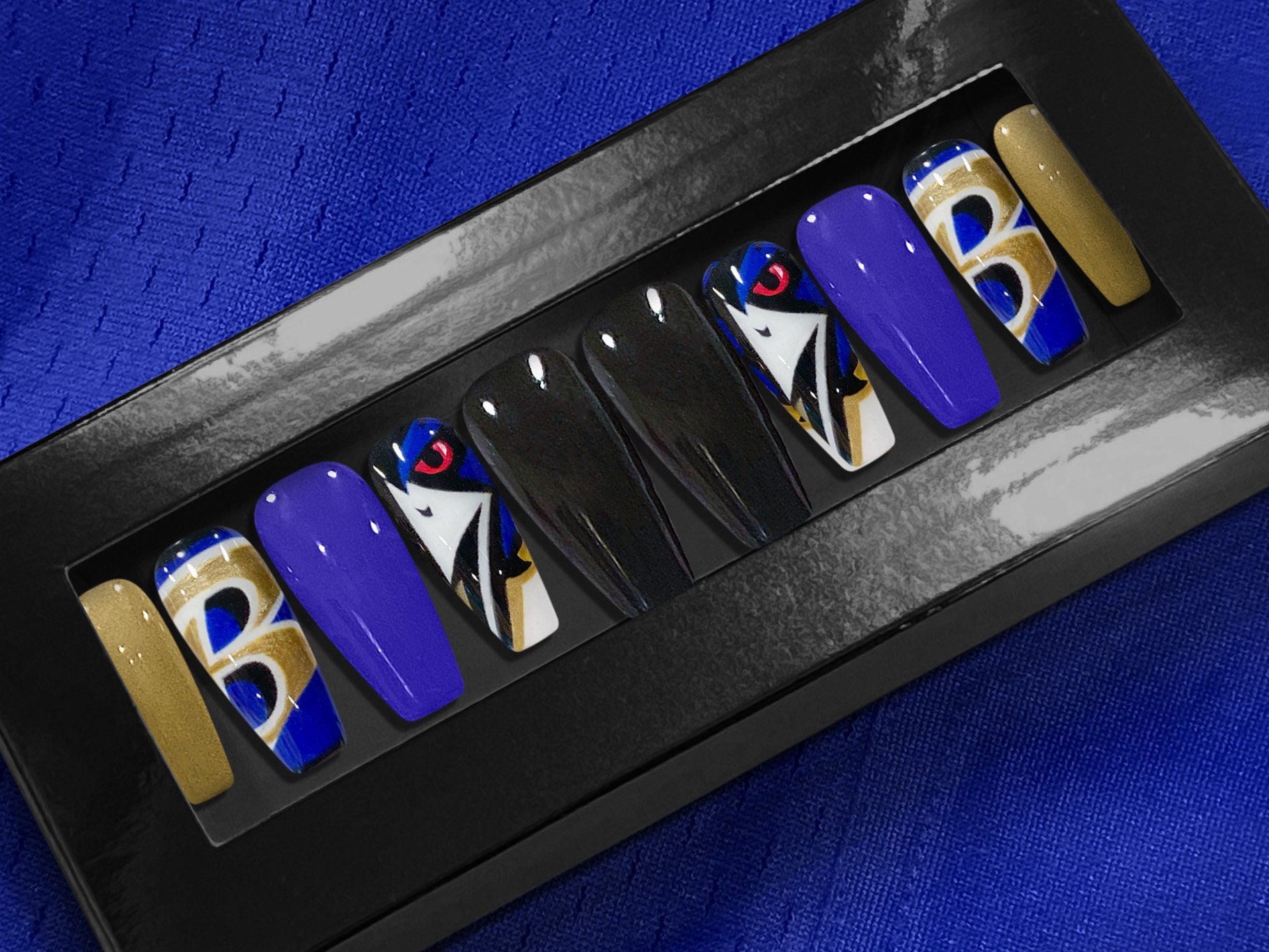 Football Nails Baltimore Ravens Cool Custom Made Press-on Nails ...