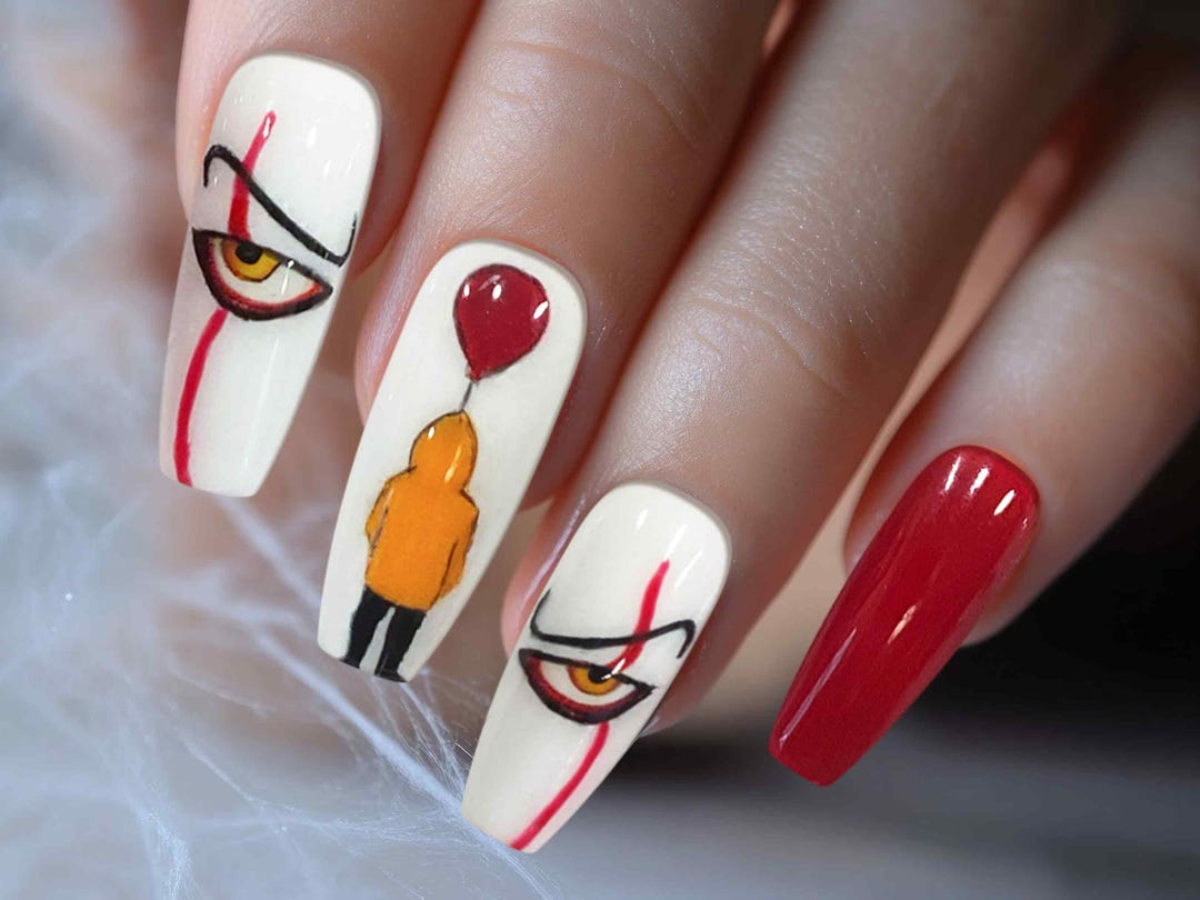 Malevolent IT Pennywise Press-on Nails Anime-kawaii-manga Nails Custom ...