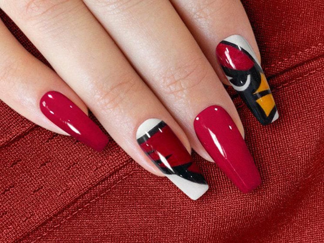Football Nails Arizona Custom Made Press-on Nails for Dedicated Fans - Etsy
