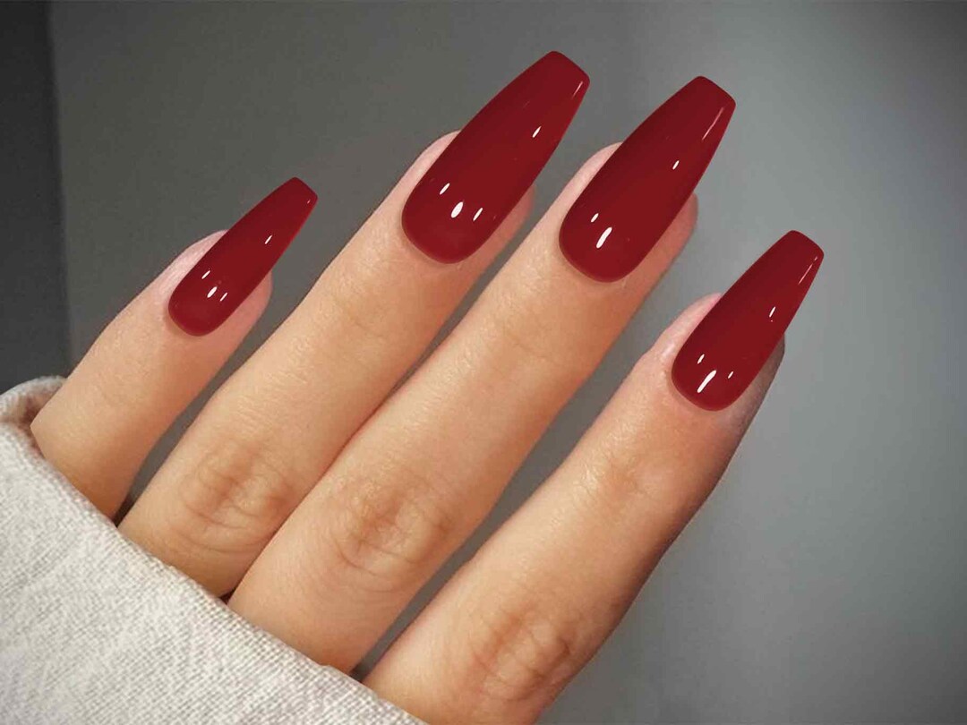 Red Wine Burgundy Sangria Press on Nails,brings a Touch of Nobility to ...
