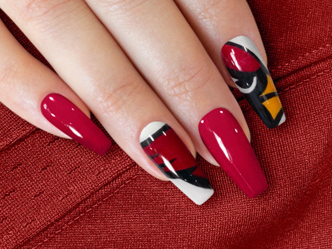 Football Nails Arizona Cardinals Cool Custom Made Press-on Nails ...