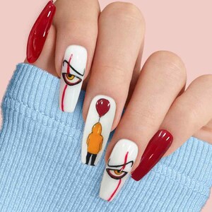 Malevolent IT Pennywise Press-on Nails Anime-kawaii-manga Nails Custom ...