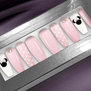 Enchanting Pink Minnie Mouse Press-on Nails Anime-cartoon-kawaii Nails ...