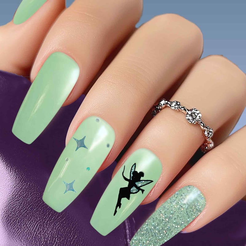 Tinkerbell Nails - Etsy