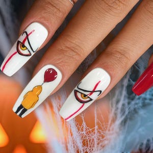 Malevolent IT Pennywise Press-on Nails Anime-kawaii-manga Nails Custom ...
