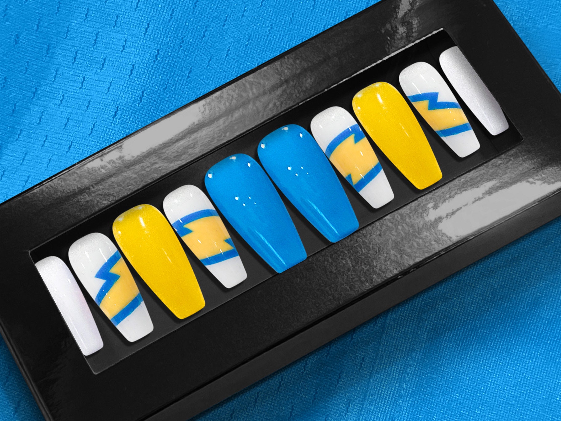 Football Nails Los Angeles Chargers Cool Custom Made Press-on Nails ...