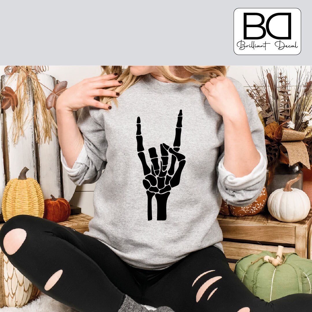 Skeleton Rock Hands Heat Transfer Decal: Iron on Tee - Etsy