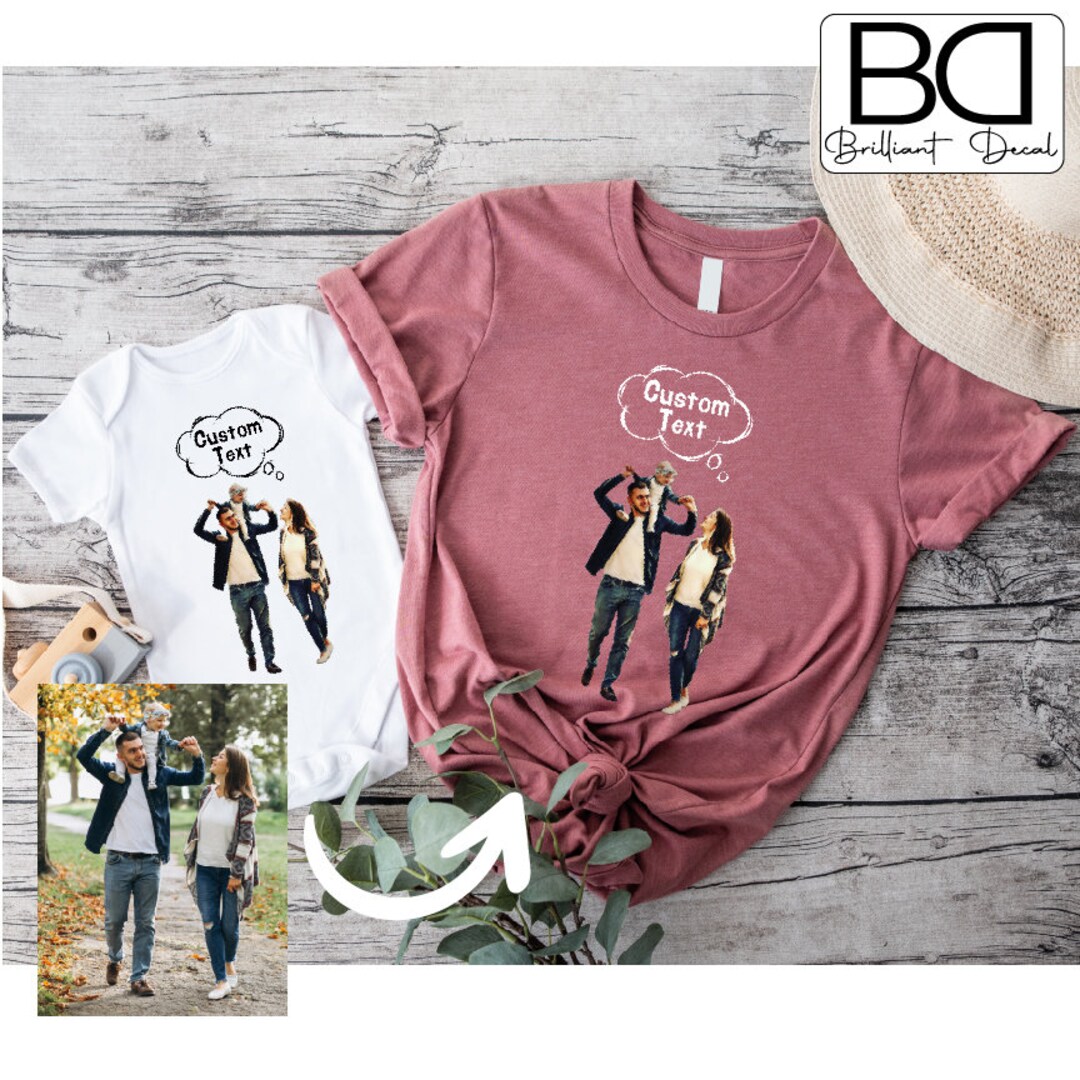 Custom Photo Cartoon Iron on Decal, Personalized Iron on Text Decal, Your Photo and Text Heat ...