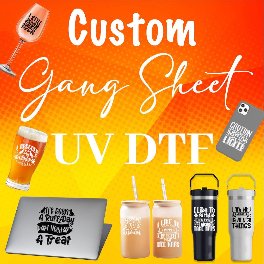 Personalized UV DTF Sticker Gang Sheet: Custom Decals for Cups ...