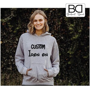 Custom Iron on Decal, Heat Transfer Decal, Custom Text Iron on Decal ...