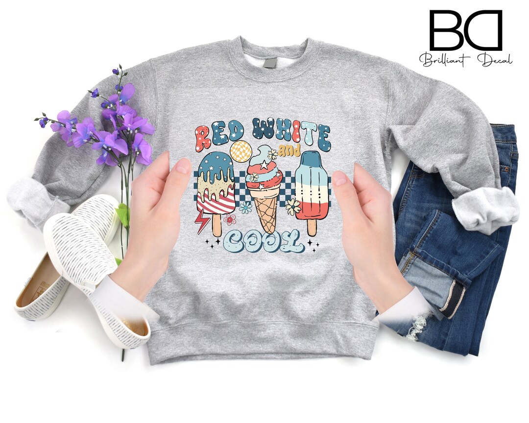 Usa Popsicle Ice Cream Iron on Decals for Shirt, Red White Cool 4th of ...