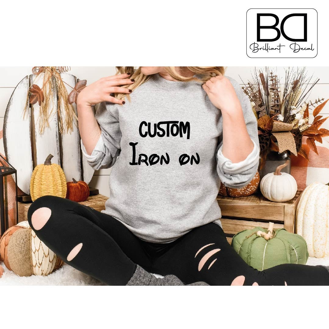 Custom Iron on Decal, Heat Transfer Decal, Custom Text Iron on Decal ...