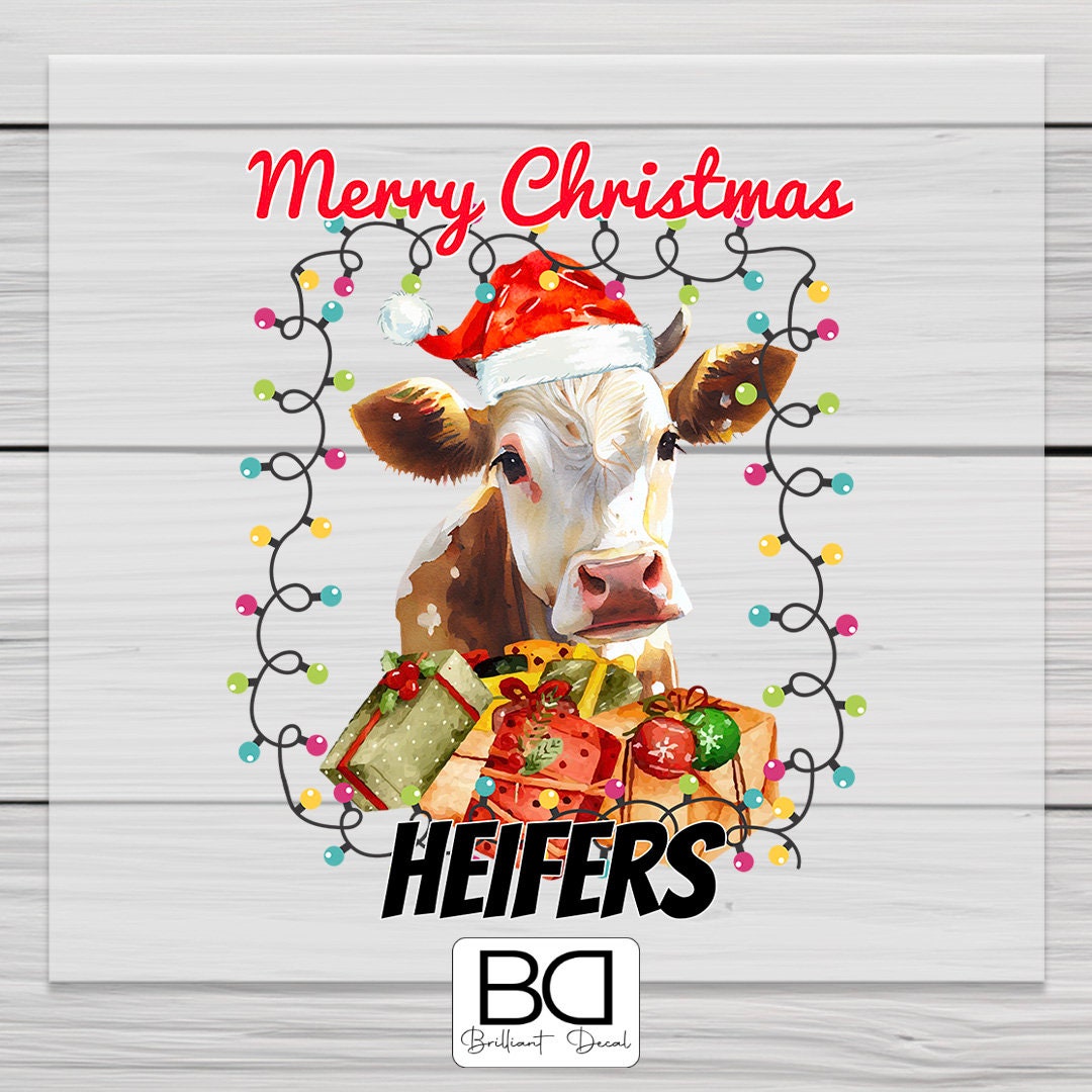 Merry Christmas Heifers Decal, Funny Farm Animal Iron on Transfer - Etsy