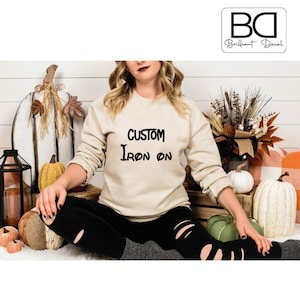 Custom Iron on Decal, Heat Transfer Decal, Custom Text Iron on Decal ...