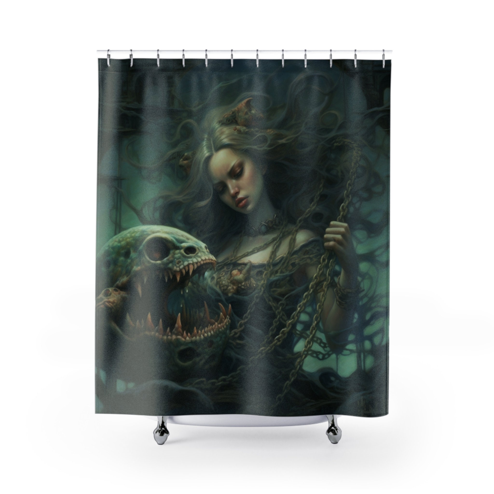 Mermaid Shower Curtain Horror Shower Curtain Ocean Shower Curtain ...