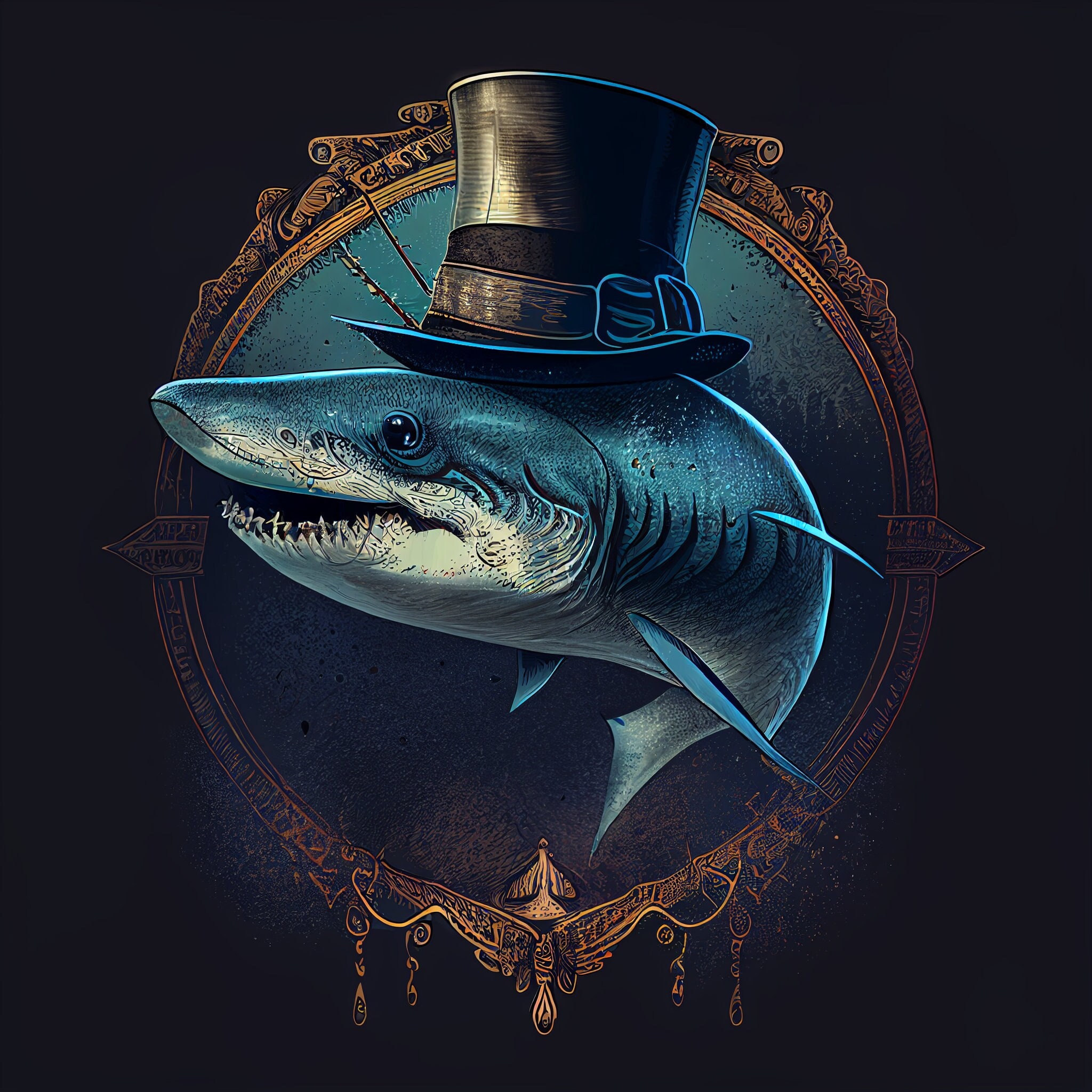Top Hat Shark, Stylish, Shark Art, Ocean Life, Marine Wildlife, Shark ...