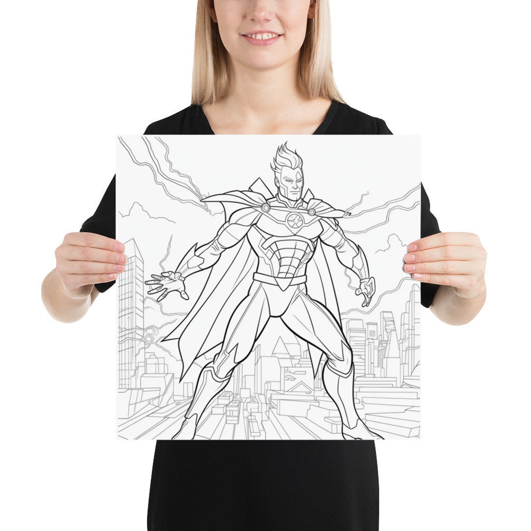 Coloring Poster, Superheroes, for Kids, Rainy Day Fun, Creativity for ...