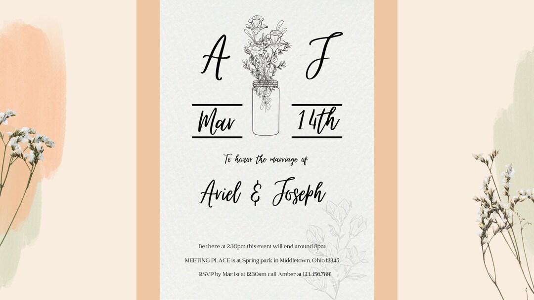 Editable Wedding Invitation - Etsy
