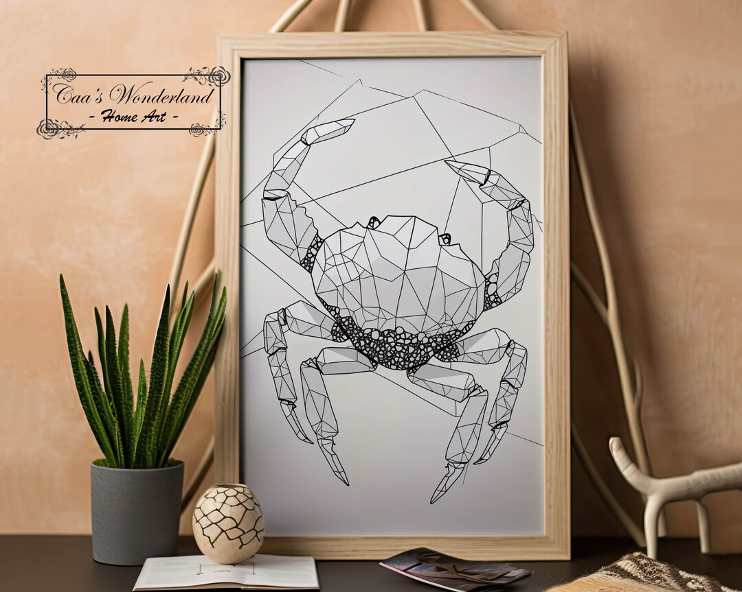Cancer Printable Digital Wall Art, Minimalist Geometric Zodiac Sign ...