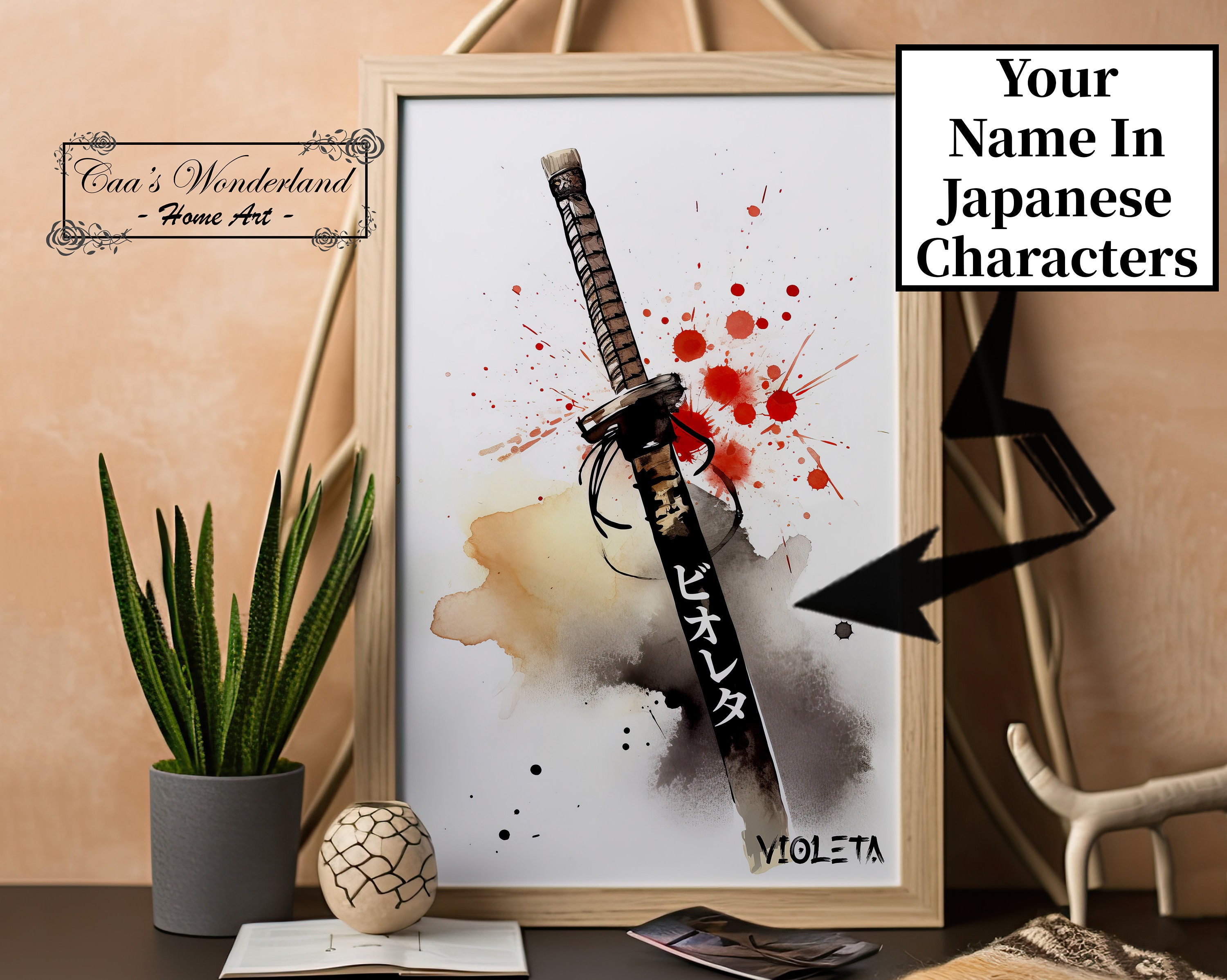 Your Name in Japanese Print Katana Calligraphy, Personalized Katakana ...