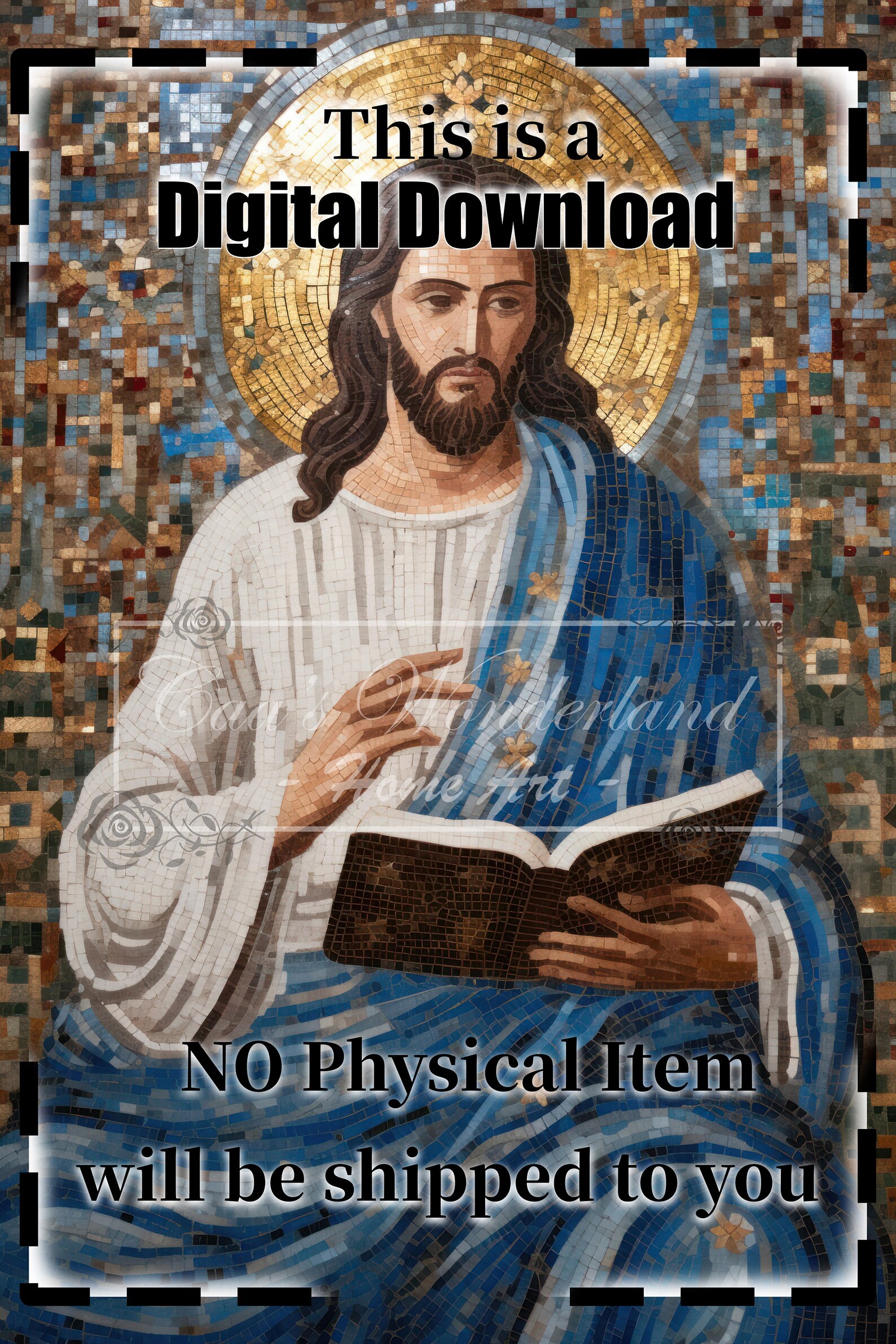 Mosaic Tiles Bible Jesus Wall Art, Christian Faux Stained Glass ...