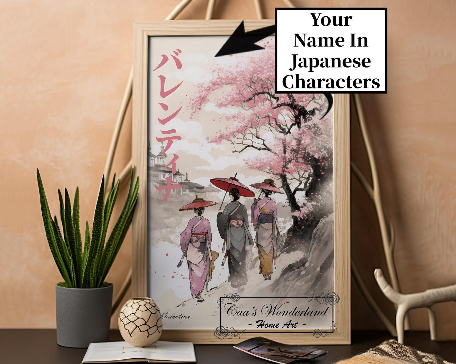 Your Name in Japanese Print Sakura Festival Calligraphy, Personalized ...