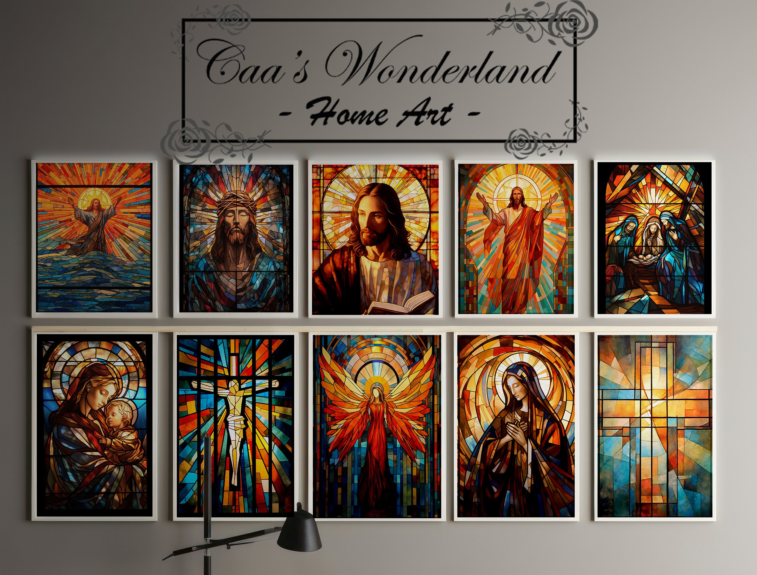 Jesus Stained Glass Wall Art, Christian Faux Stained Glass, Printable ...