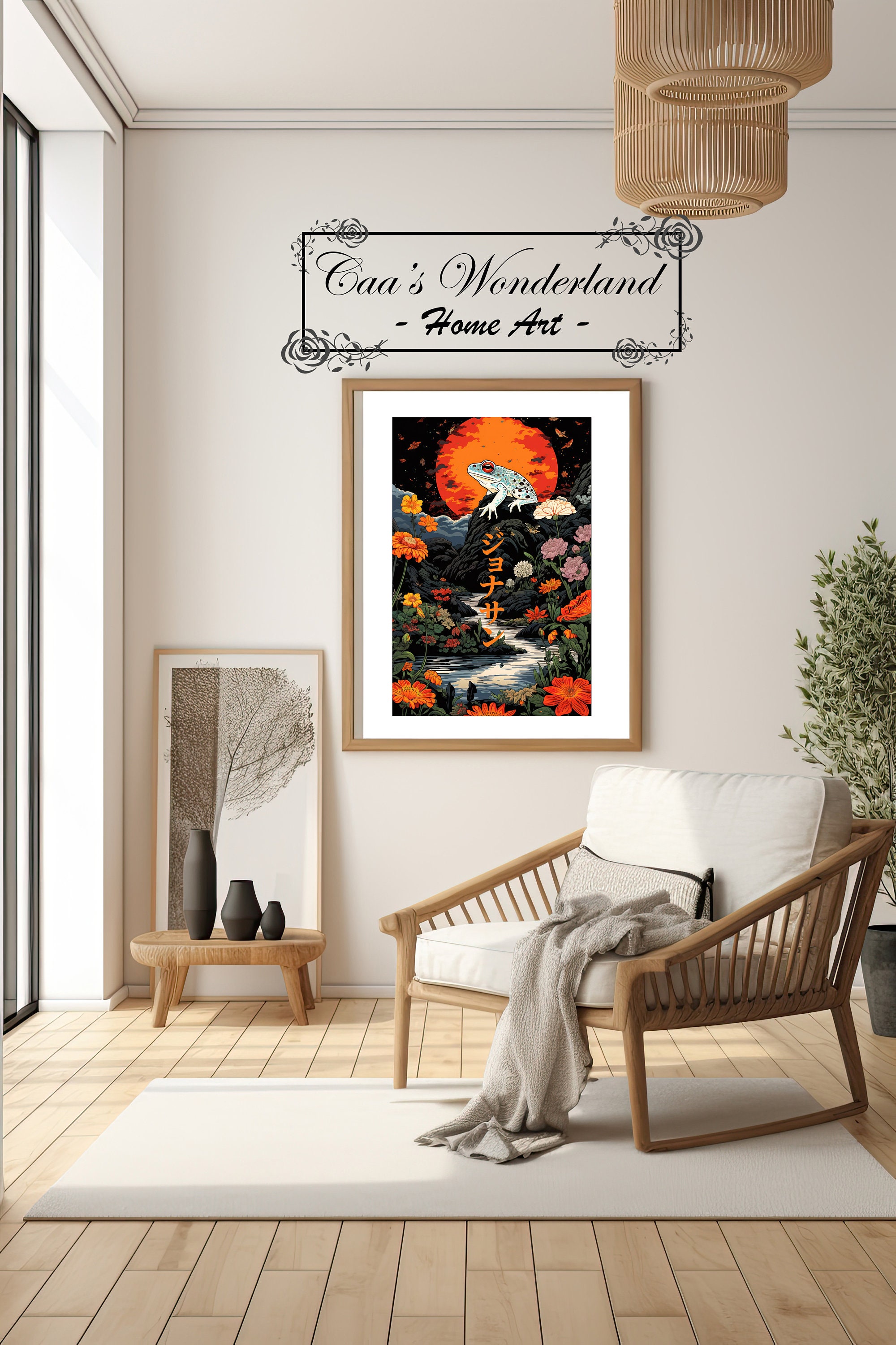 Your Name in Japanese Print Flower Field Frog Calligraphy - Etsy