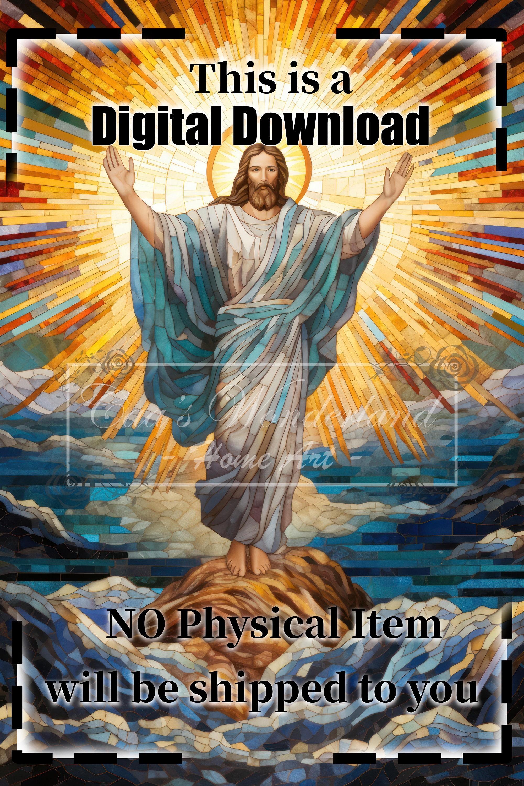 Mosaic Tiles Jesus at the Sea of Galilee Wall Art, Christian Faux ...