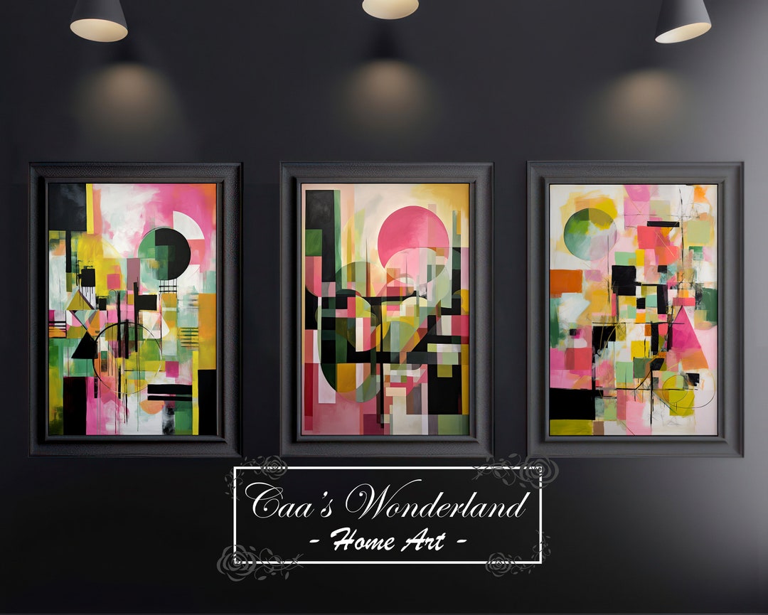 80s Abstract Oil Painting Set of 3 Digital Download, Minimalist ...