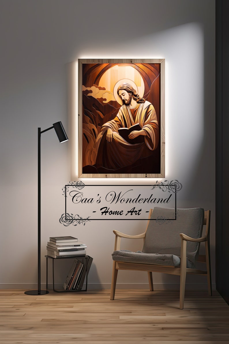 Bible Jesus Wood Inlay Wall Art Digital Download, Christian Faux Veneer ...