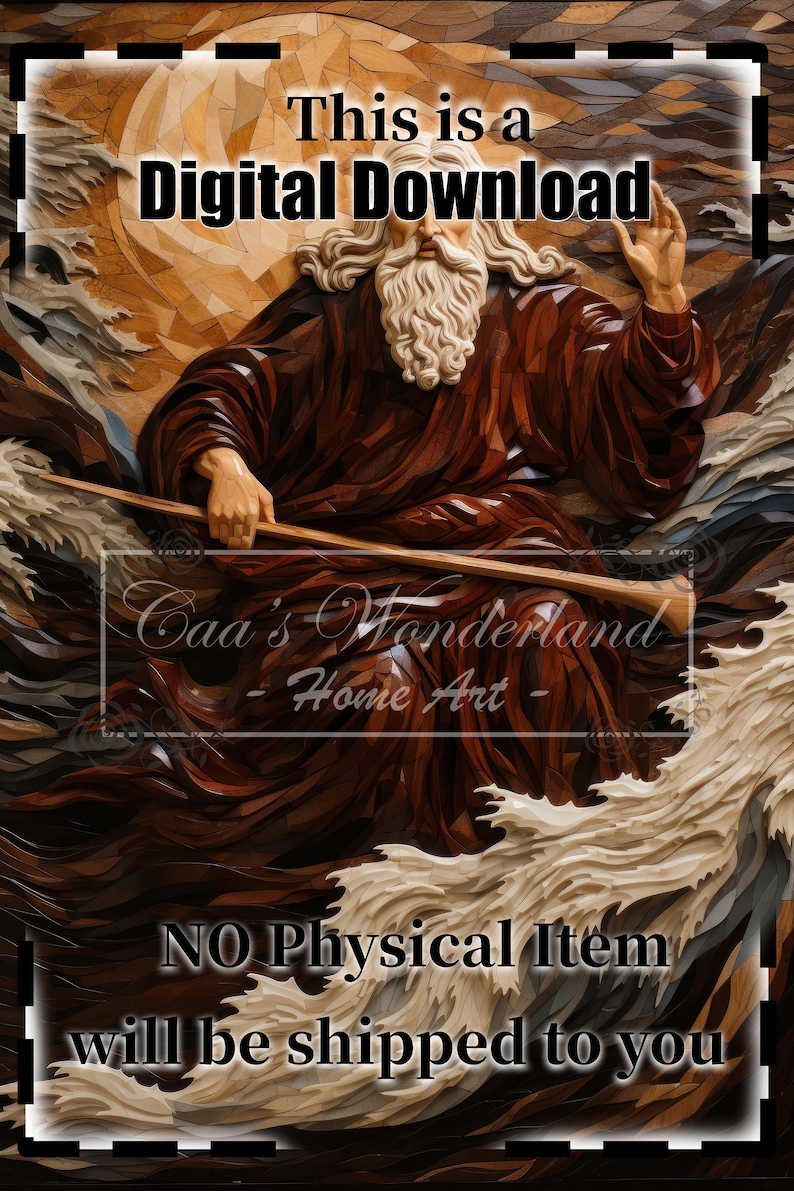 Moses Wood Inlay Wall Art Digital Download, Christian Faux Veneer ...
