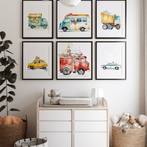 Vehicle Nursery Bundle Wall Art, Digital Download Watercolor ...