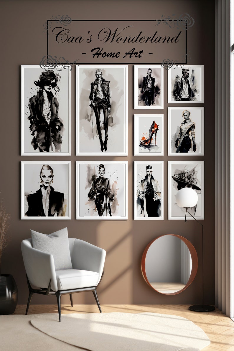 Fashion Sketch Digital Download Bundle, Designer Watercolor Ink ...