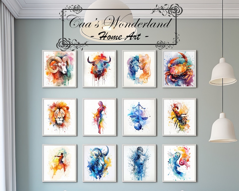 Scorpio Zodiac Sign Printable Digital Wall Art, Unique Watercolor ...