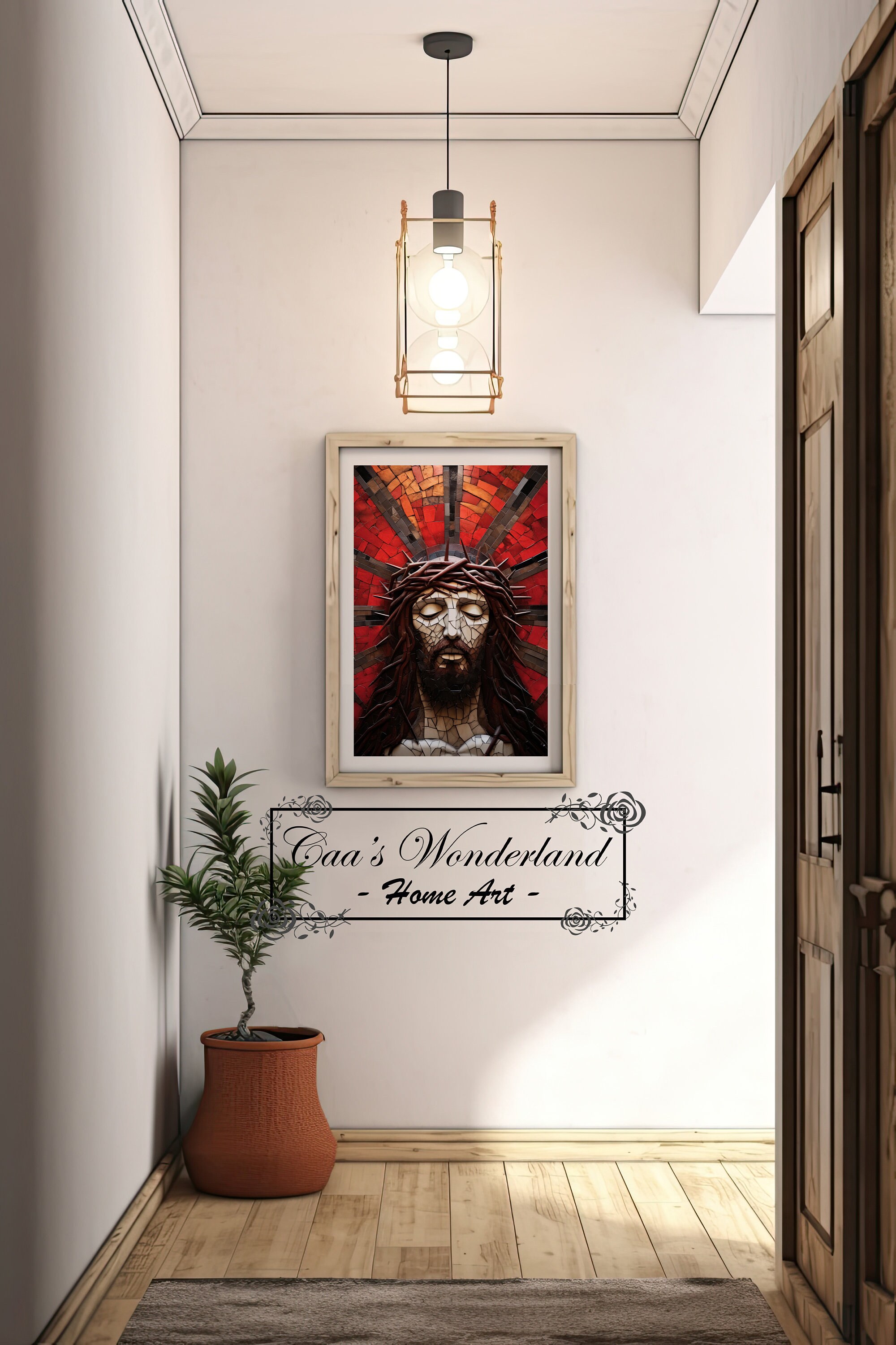 Mosaic Tiles Crown of Thorns Wall Art, Christian Faux Stained Glass ...