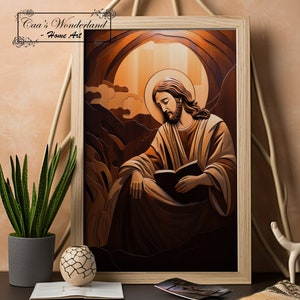 Bible Jesus Wood Inlay Wall Art Digital Download, Christian Faux Veneer ...
