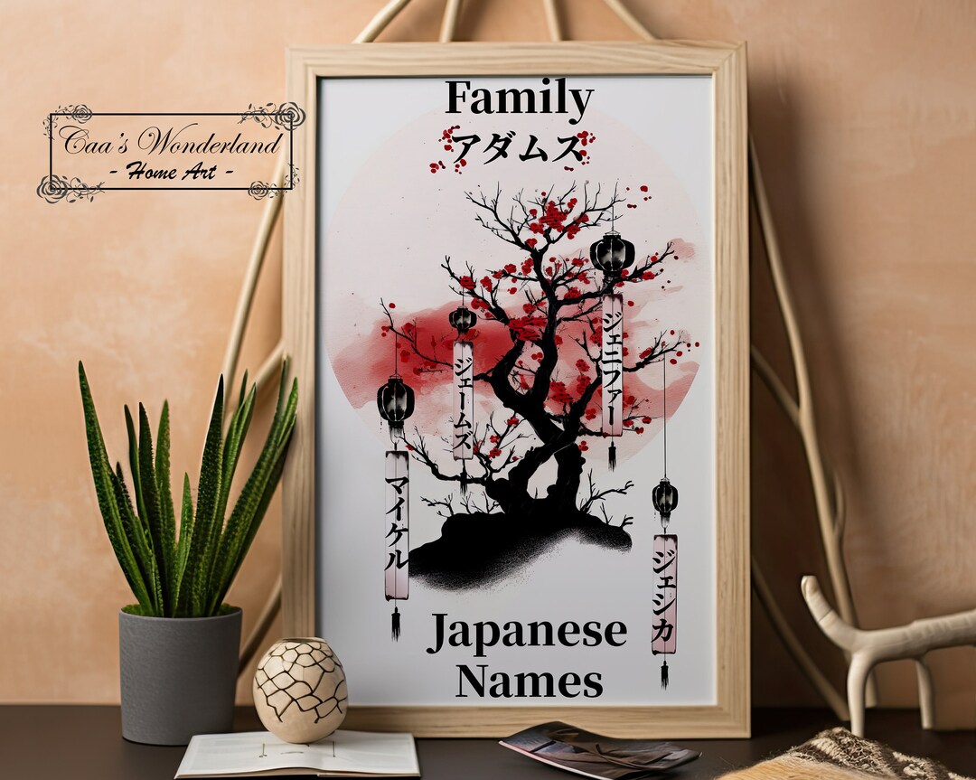 Your Names in Japanese Print Family Tree Calligraphy, Personalized ...