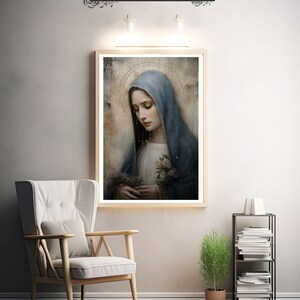 Crying Mary Christian Wall Art, Virgin Mary Digital Download ...