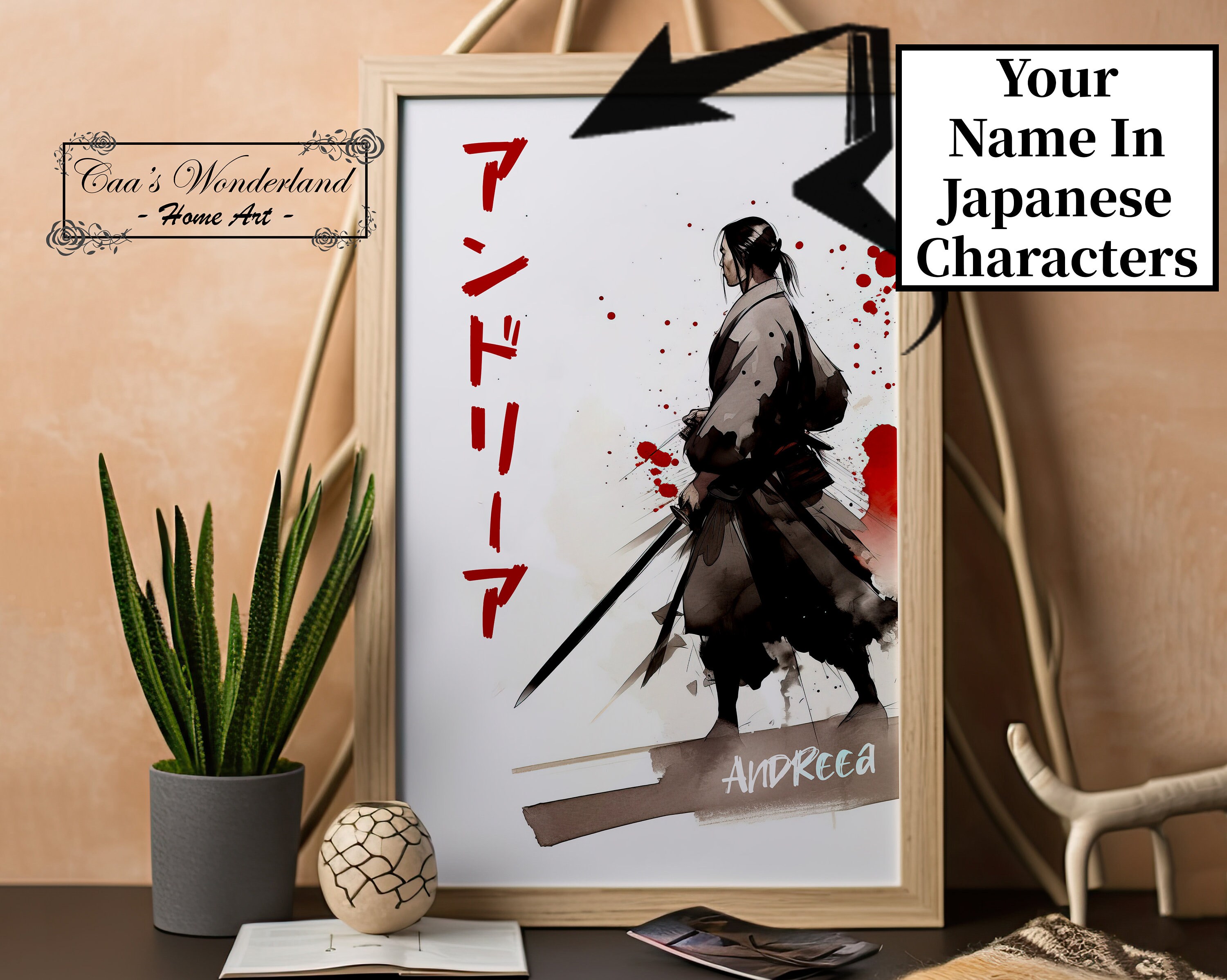 Your Name in Japanese Print Samurai Side Calligraphy, Personalized ...